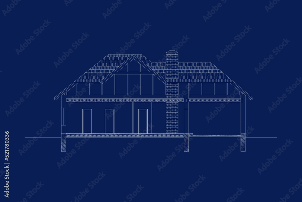 Blueprint. Modern architectural background. Cross-section house. Vector ...