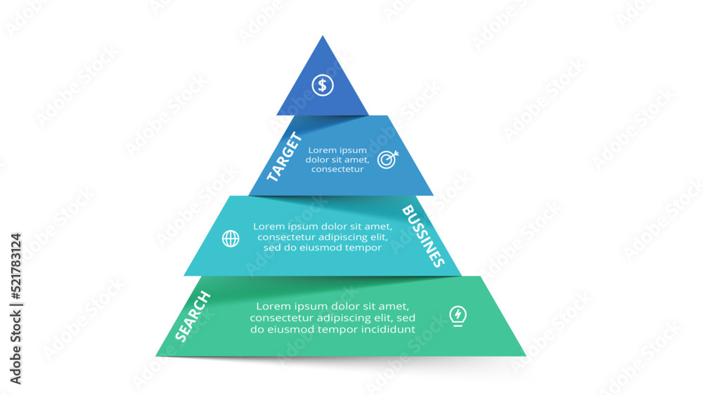 Pyramid with 4 elements, infographic template for web, business ...