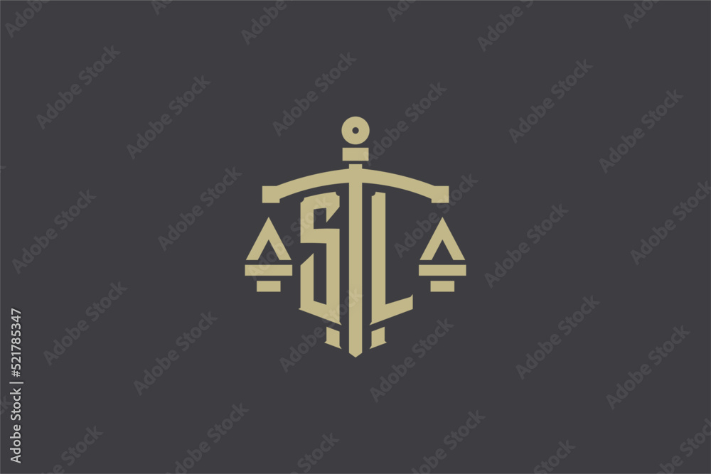 Letter SL logo for law office and attorney with creative scale and ...