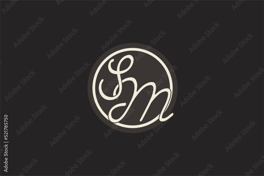 Initial letter SM monogram logo with simple and creative cirle line ...