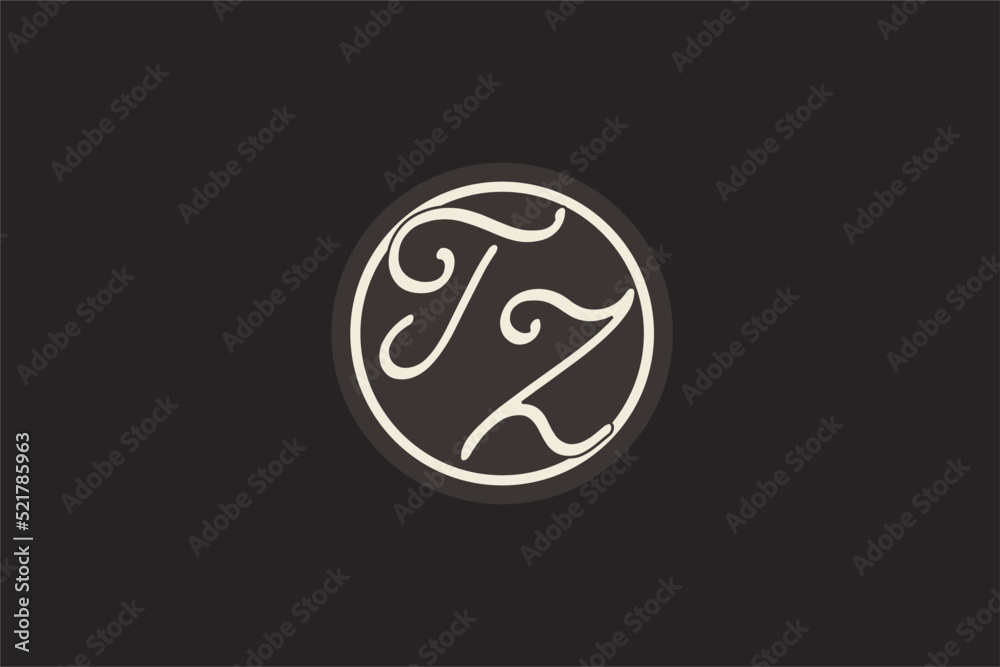 Initial letter TZ monogram logo with simple and creative cirle line ...