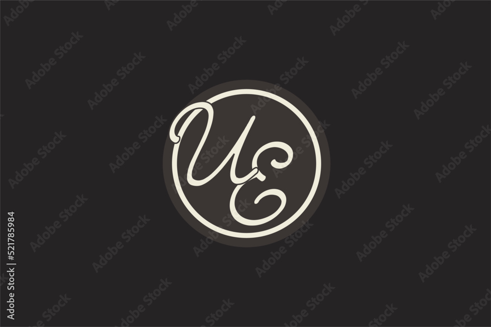 Initial letter UE monogram logo with simple and creative cirle line ...