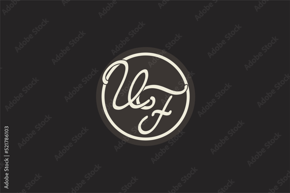 Initial letter VF monogram logo with simple and creative cirle line ...