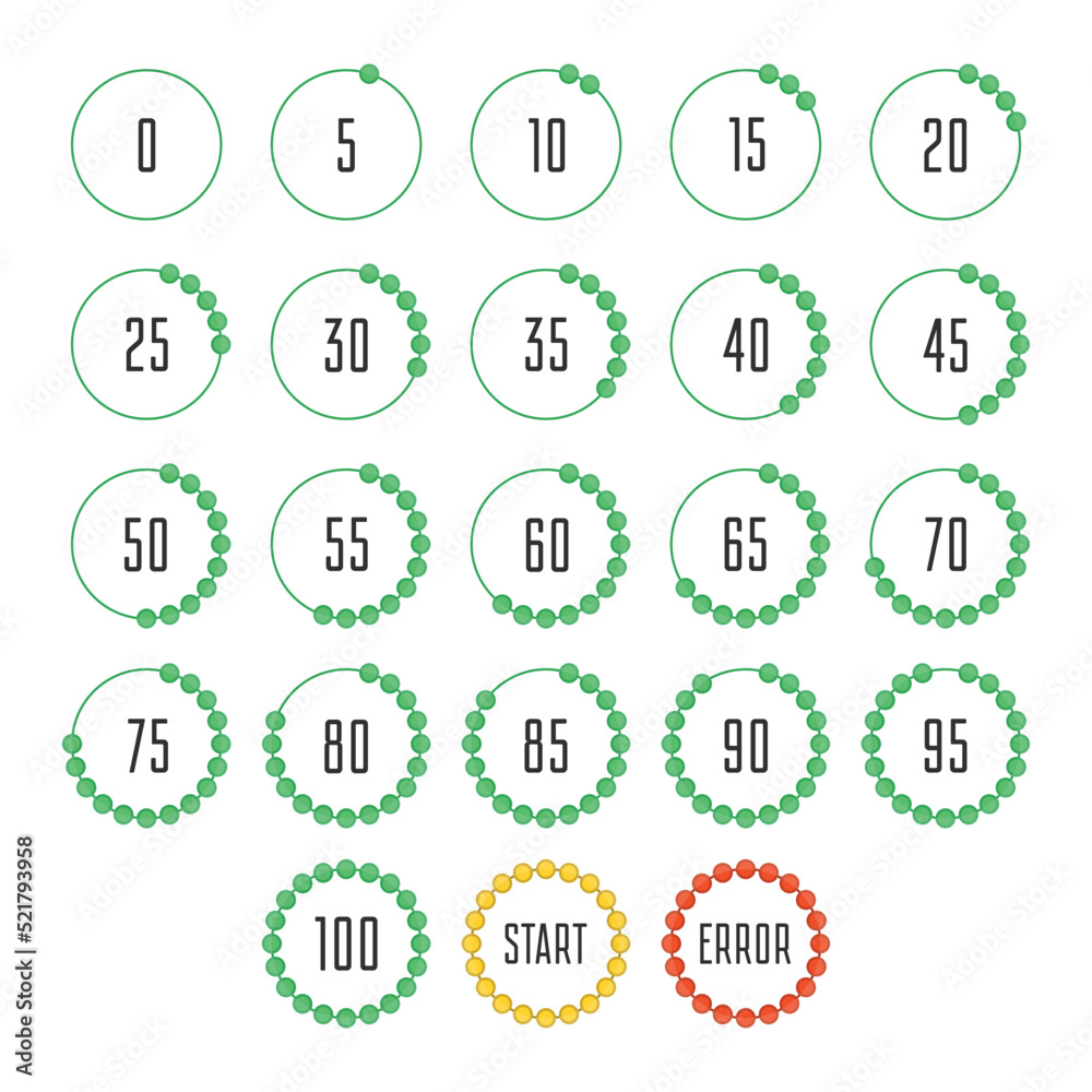 Circle loading or progress bars isolated on white background. Template ...