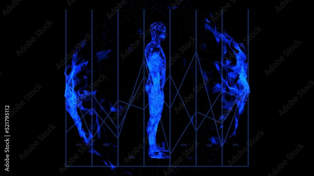 3d human body, futuristic medical scan with infographics animated data ...