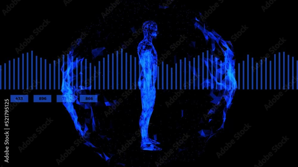 3d human body, futuristic medical scan with infographics animated data ...