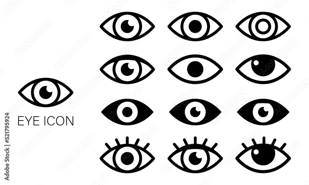 Eye icon set. Eyesight symbol. Retina scan eye icons. Simple eyes ...