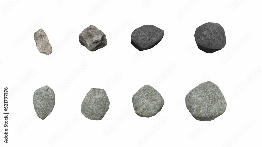 Top View 3D stone isolated on white background Use for visualization in ...