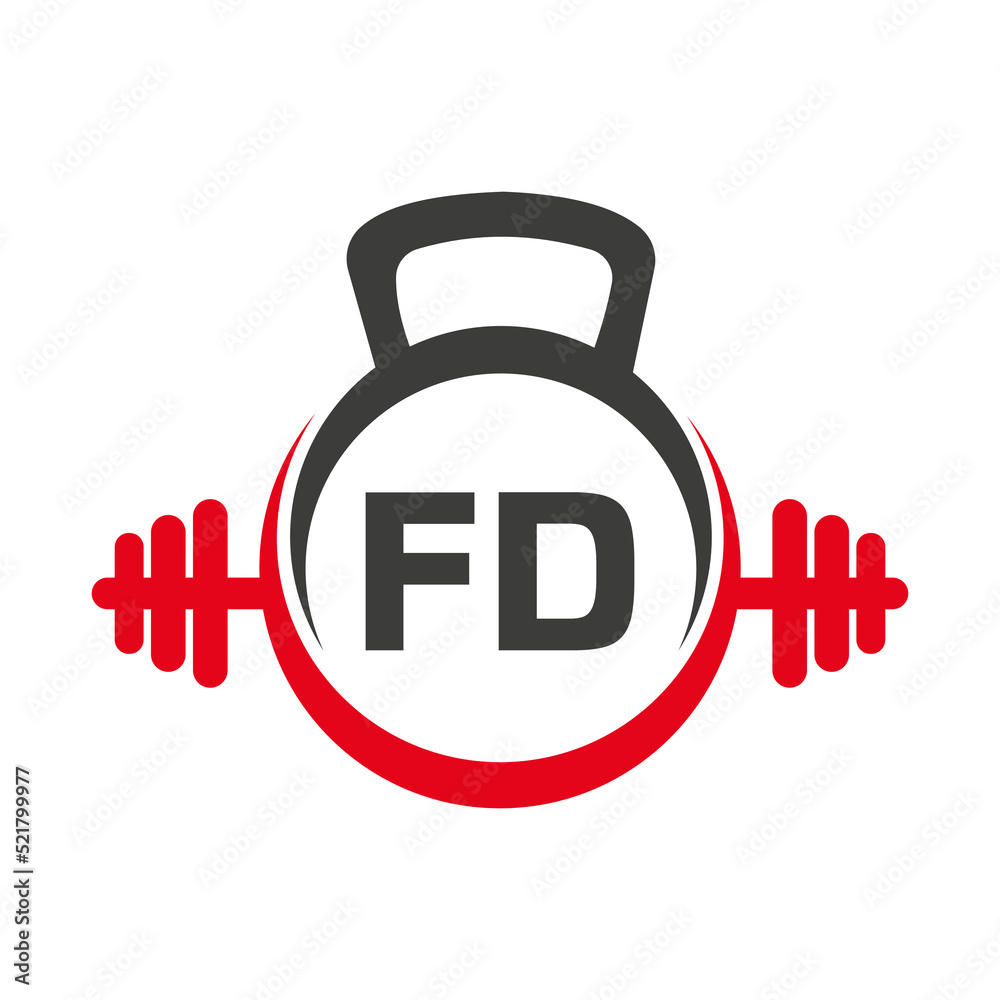 Letter FD Fitness Gym Logo Concept. Fitness Logo Symbol Vector Template ...