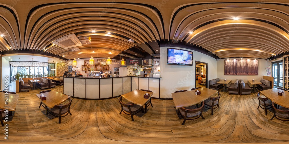 Spherical seamless hdr 360 panorama in interior of banquet hall with ...