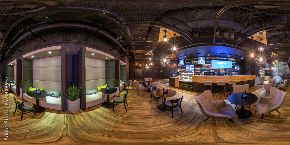 Spherical seamless hdr 360 panorama in interior of banquet hall with ...