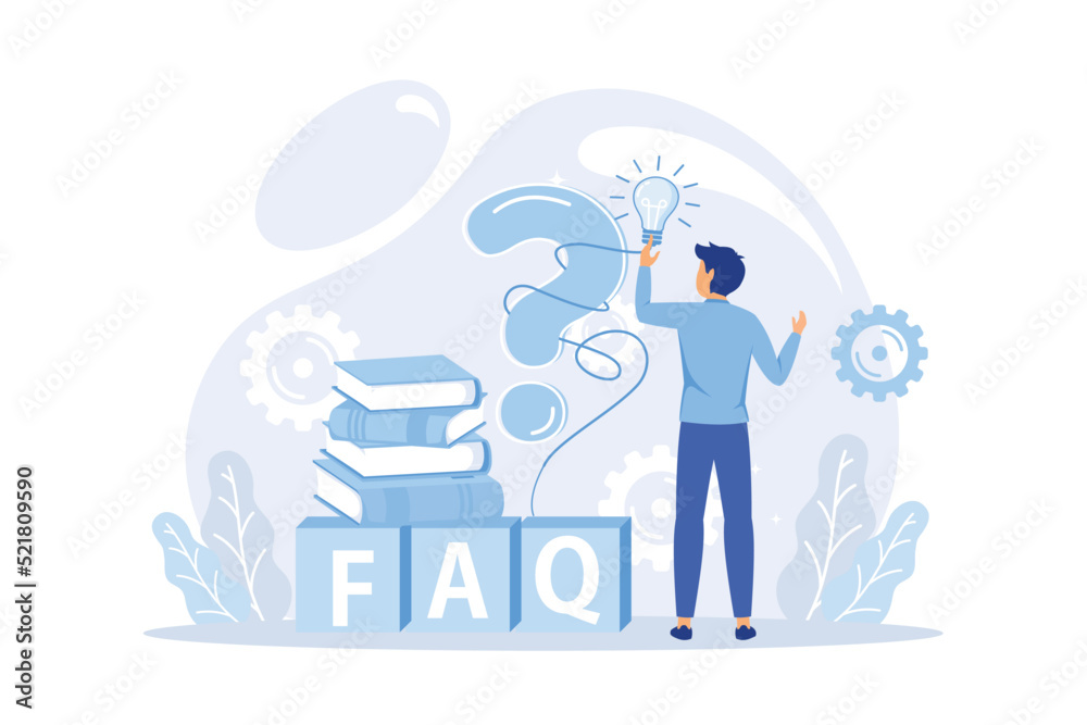 concept illustration of people frequently asked questions around ...