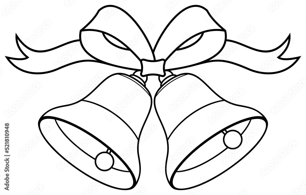 Weihnachtsglocken mit Geschenkband in Schwarz. Weißer Hintergrund ...