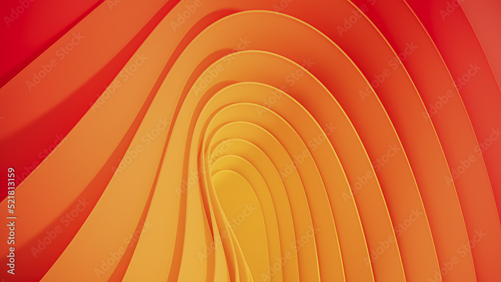 Orange wavy abstraction shape. 3D rendered illustration of trendy ...