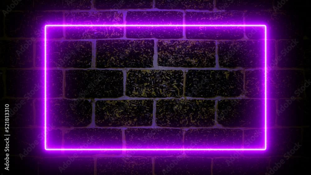 loop neon rectangle frame animation, abstract graphic futuristic glow ...
