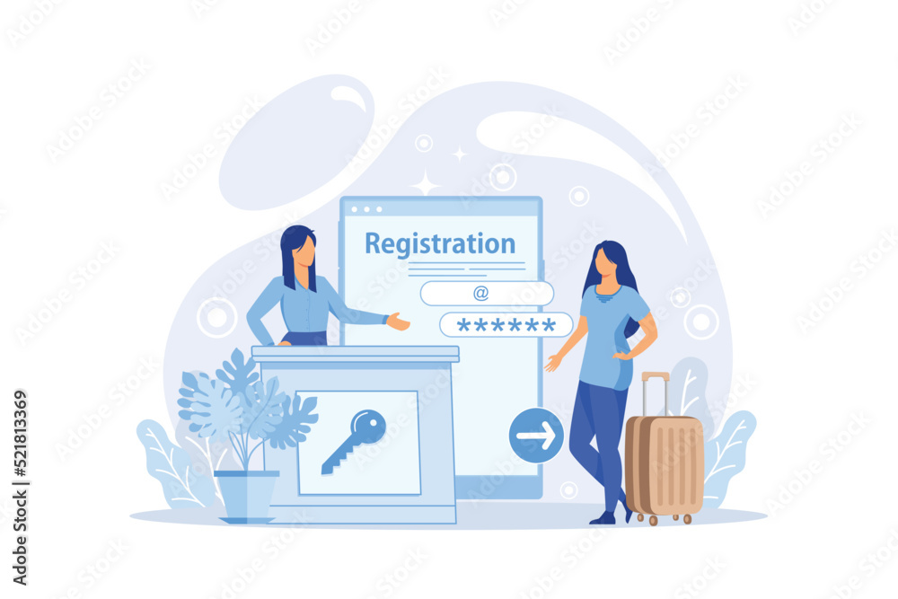 People signing up or login to online account with user interface ...