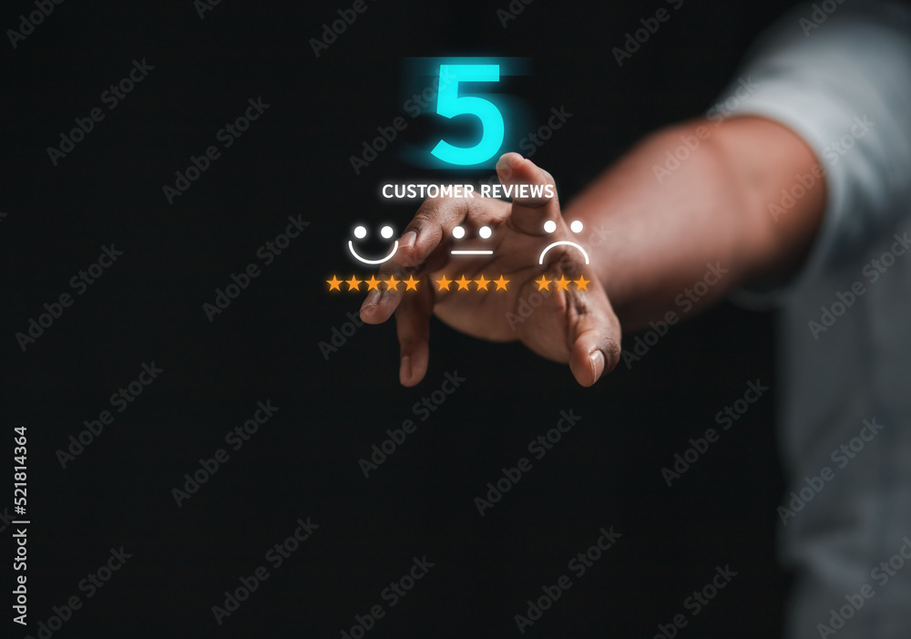 Customer Experience Concept Businessman Rating Smile Technology ...