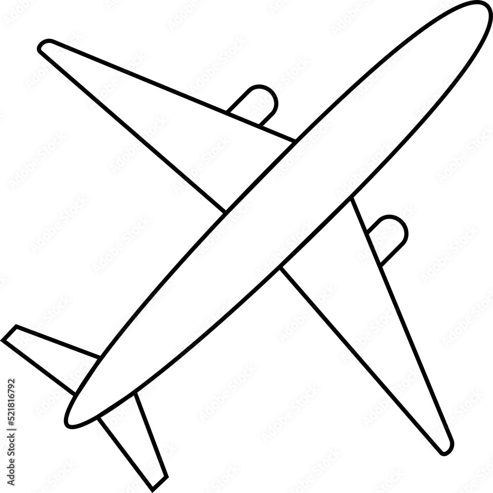 Black Fly Airplane Line Icon. Aircraft Simple Linear Pictogram ...