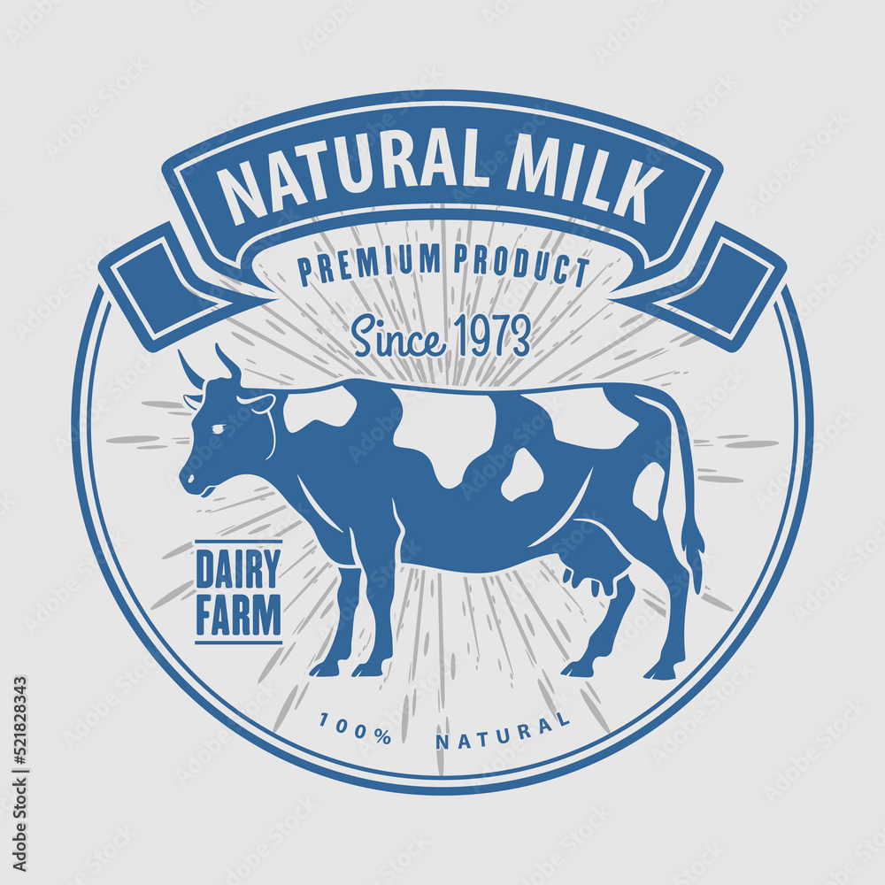 Natural Milk logo design isolated on white background. Vector ...
