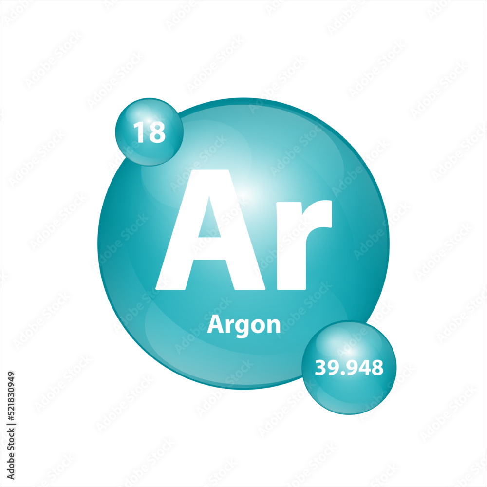 Argon (Ar) icon structure chemical element round shape circle green ...