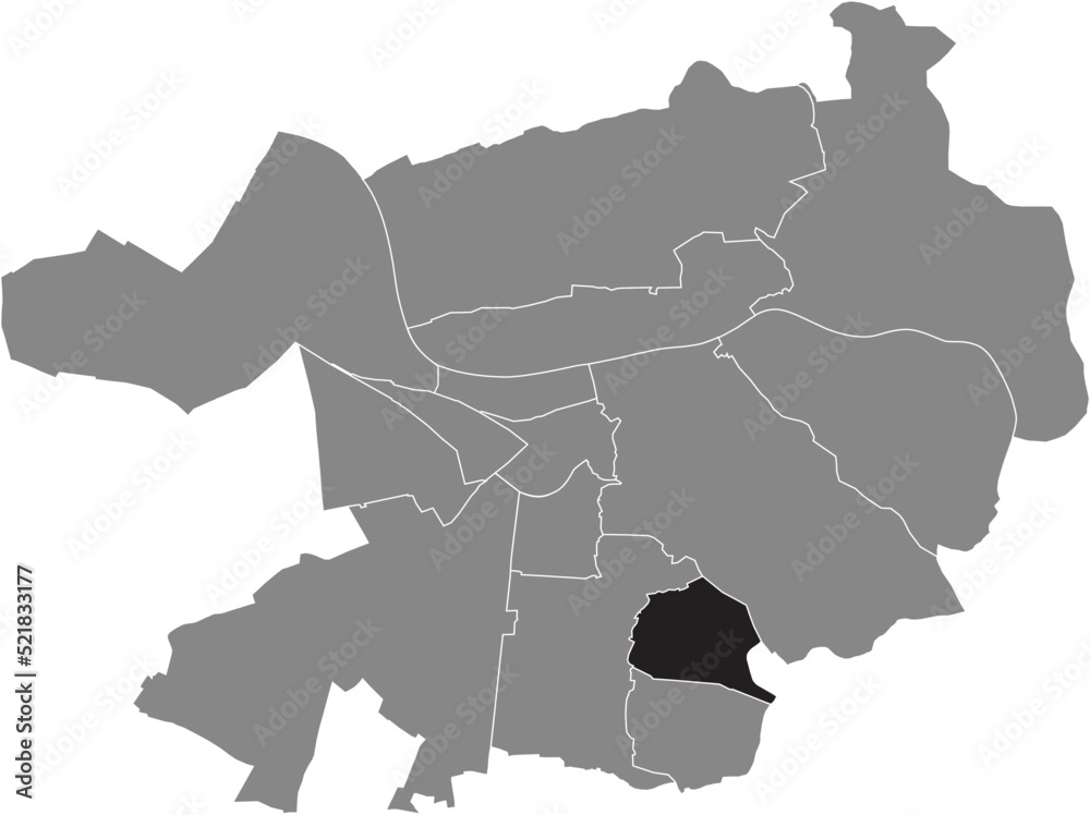 Black flat blank highlighted location map of the BOXBERG DISTRICT ...