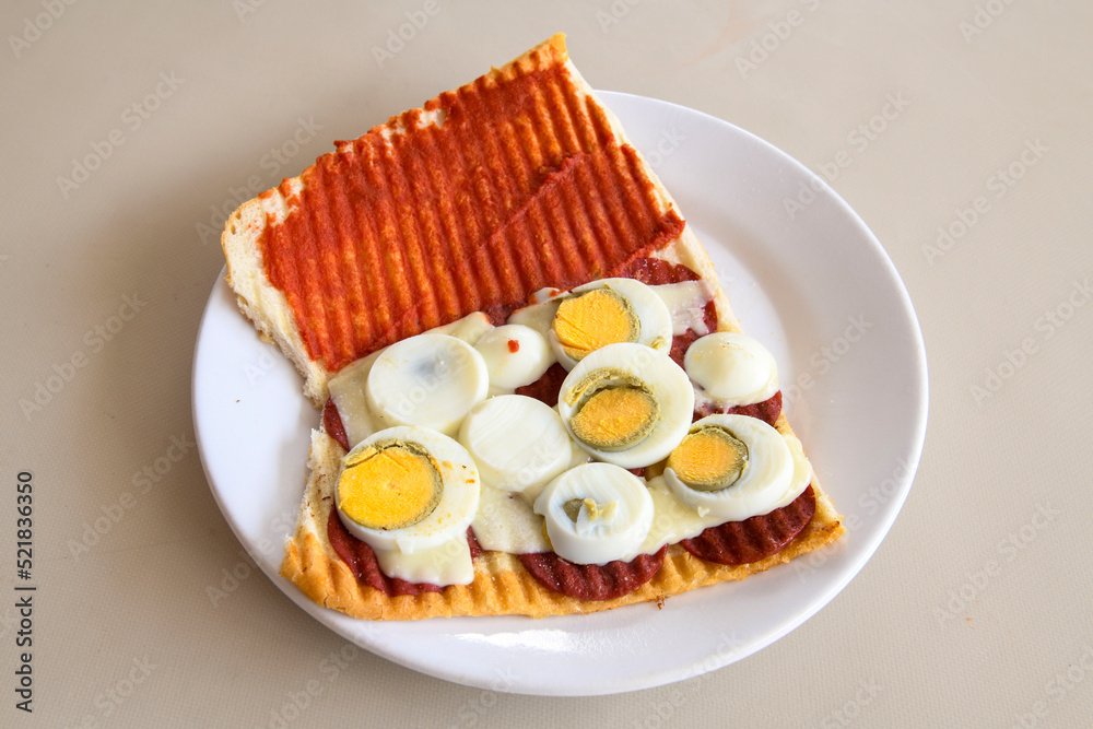 Close-up shot of Izmir's famous Turkish Traditional Kumru Sandwich ...