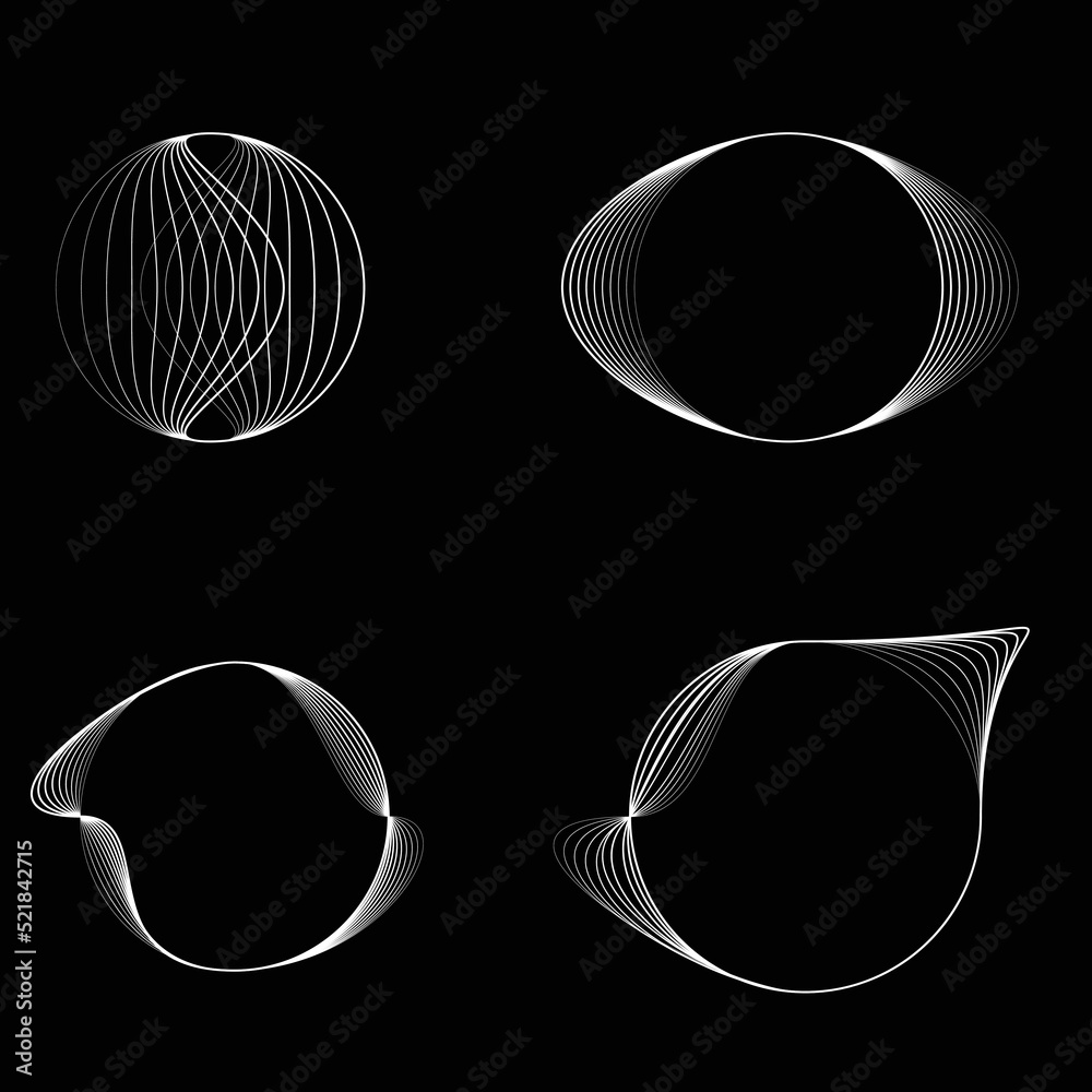 Abstract oval Lines Background with geometric circles . Vector rotating ...