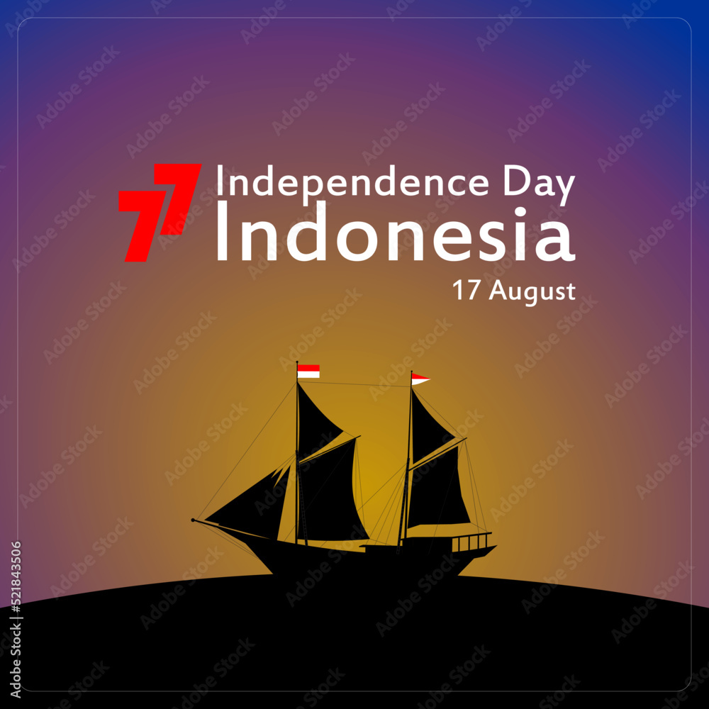 Happy Indonesian Independence Day with the concept of the silhouette of ...