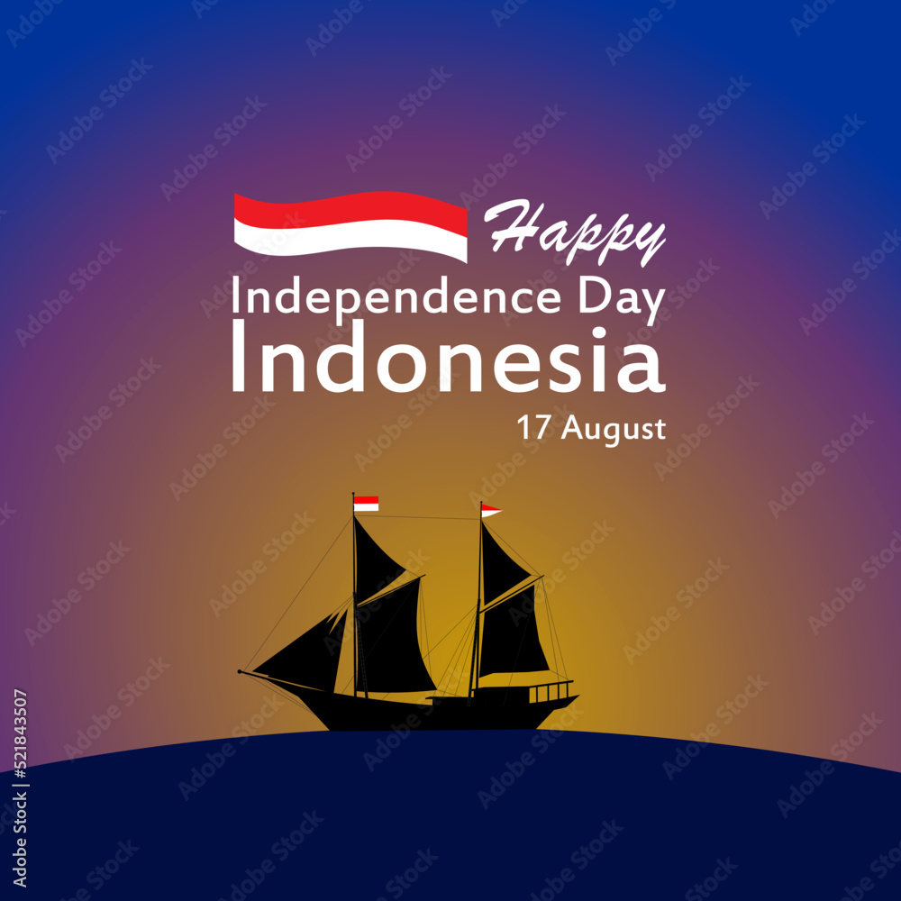 Happy Indonesian Independence Day with the concept of the silhouette of ...