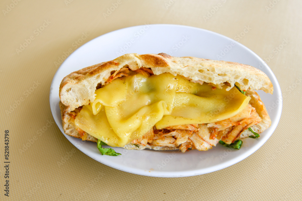 Close-up shot of Izmir's famous Turkish Traditional Kumru Sandwich ...