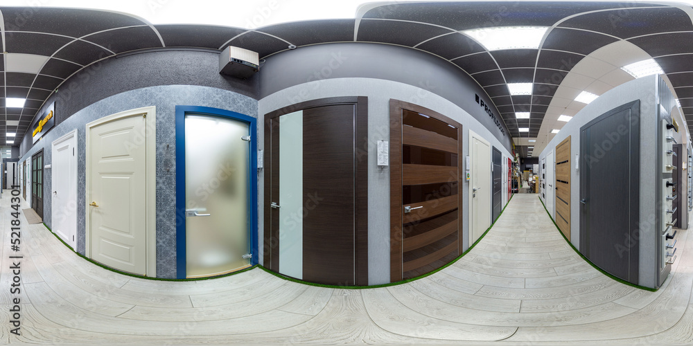 Full spherical seamless hdri panorama 360 degrees in a modern store for ...