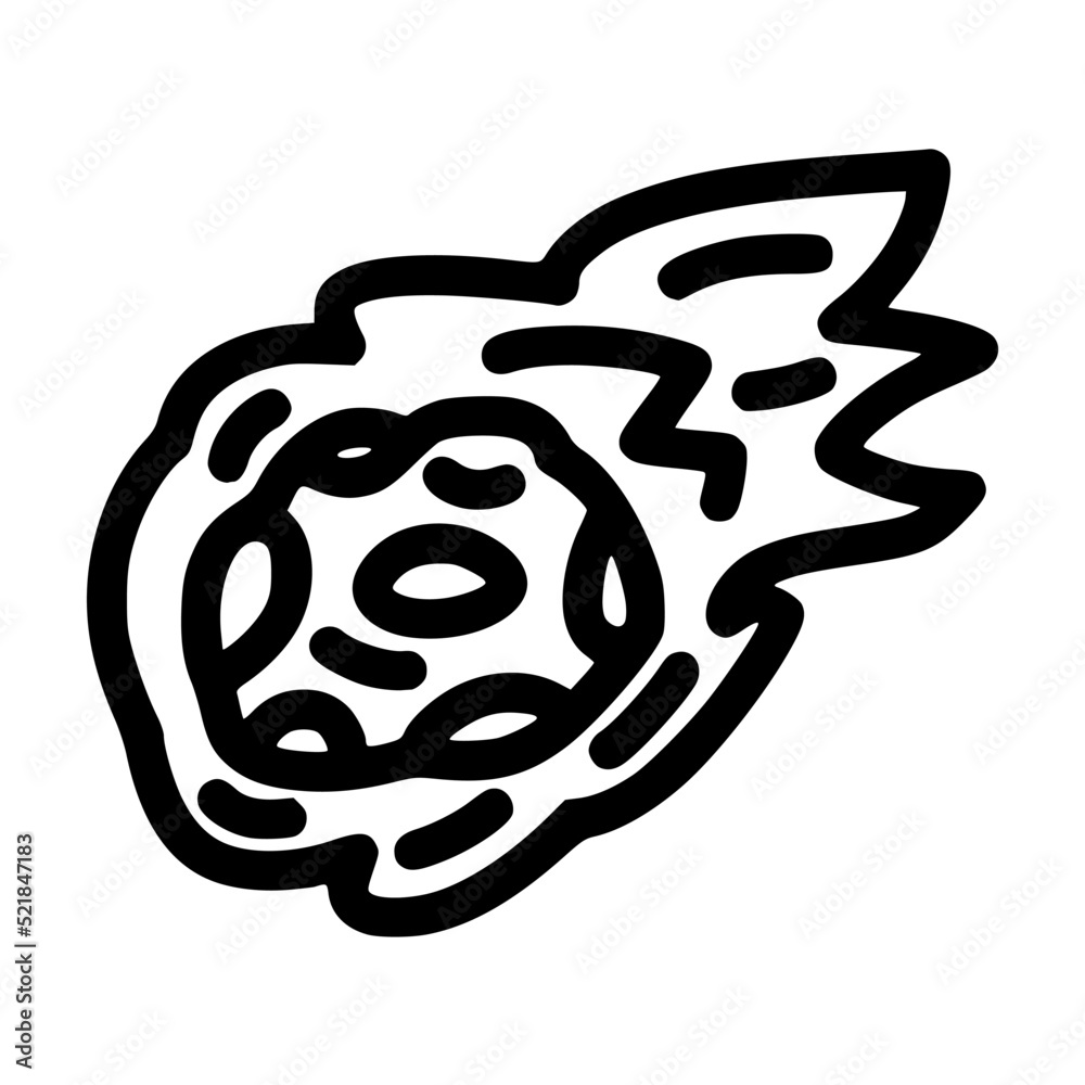 meteor stone with fire effect lineart vector illustration icon design ...