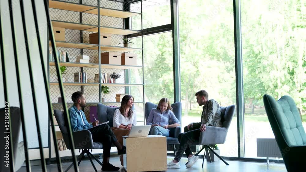 Group of business people meeting in coworking space modern office ...