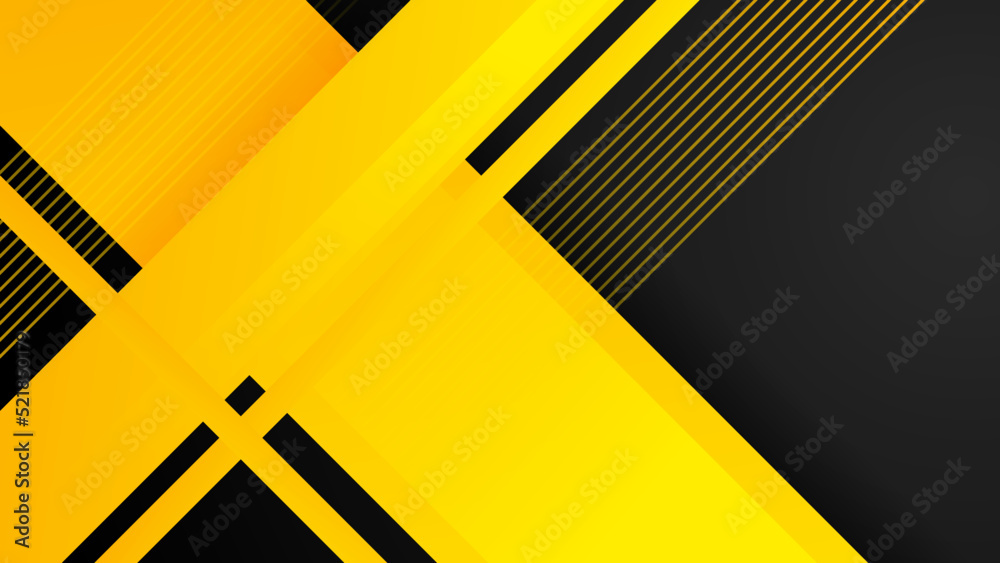 Modern black background with yellow geometric shapes. Abstract ...