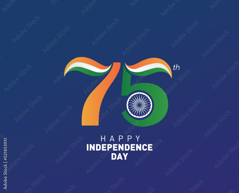 75th year Happy independence day of India Vector Template Illustration ...