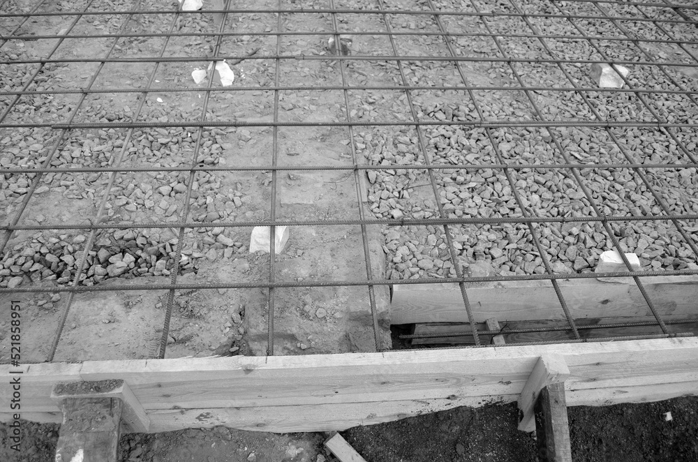 Timber formwork with metal reinforcement for pouring concrete and ...