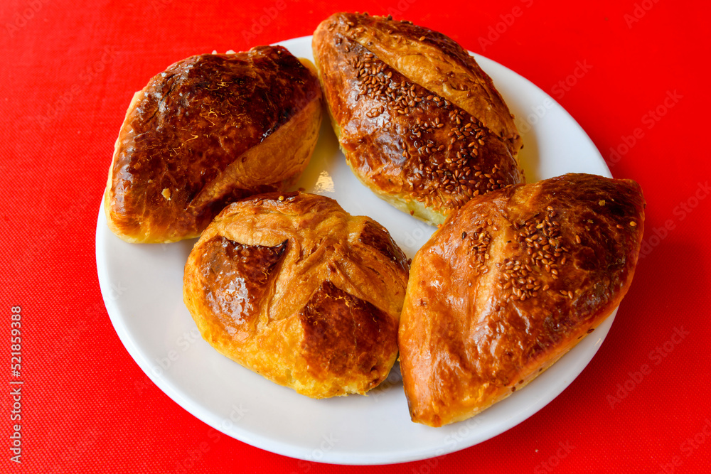 Turkish pastry product , tasty pogaca. Turkish Pastries; pogaca, borek ...
