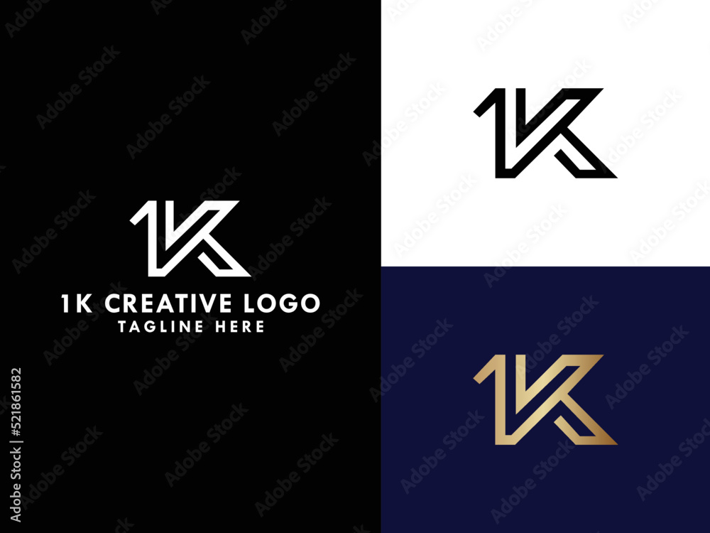 1k business logo or k1 modern logo, icon, letter, initials, and ...