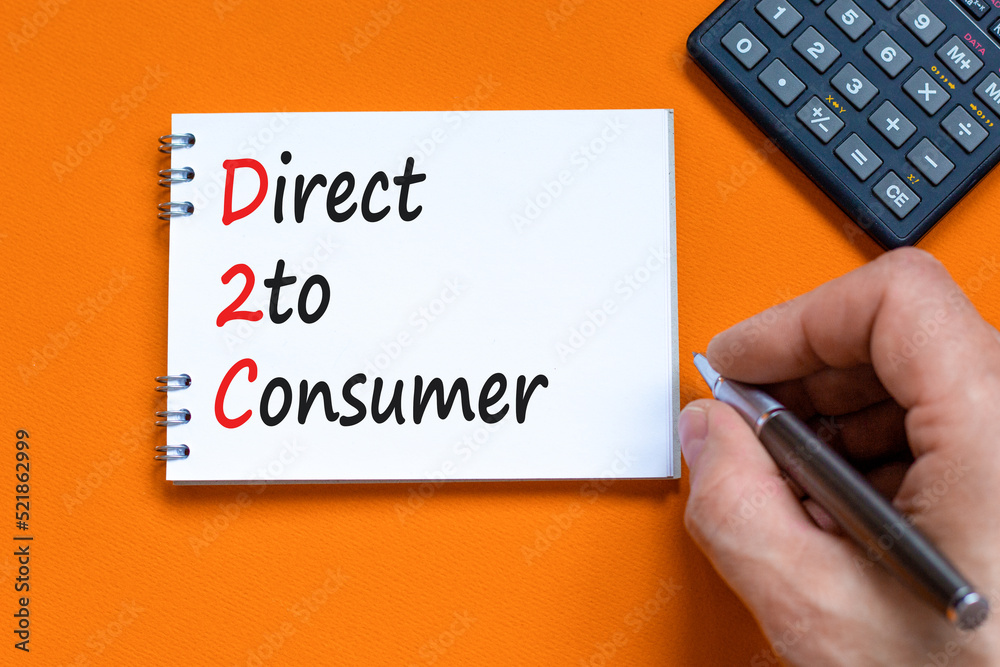 D2C direct to consumer symbol. Concept words D2C direct to consumer on ...