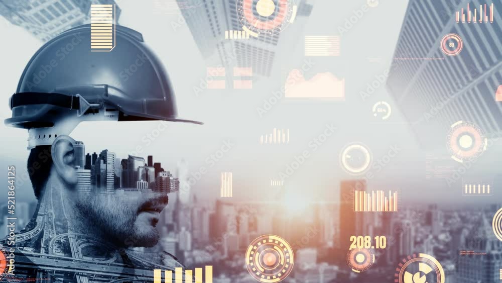 Future building construction and inventive engineering project concept ...