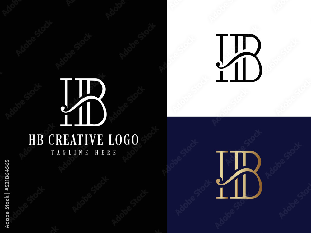 HB luxury logo or BH modern logo, icon, letter, initials, and monogram ...