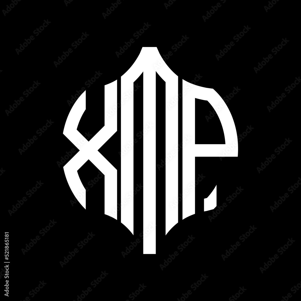 XMP letter logo. XMP best black background vector image. XMP Monogram ...