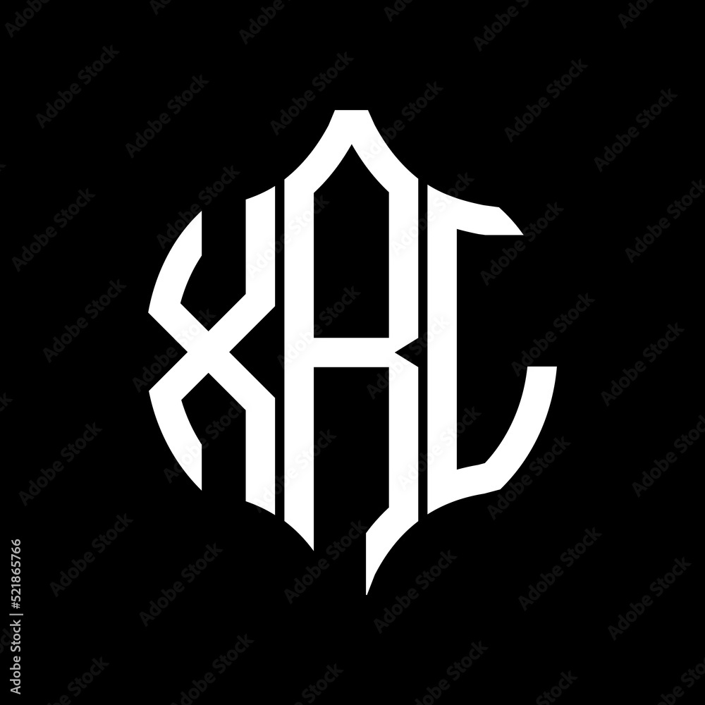 XRL letter logo. XRL best black background vector image. XRL Monogram ...