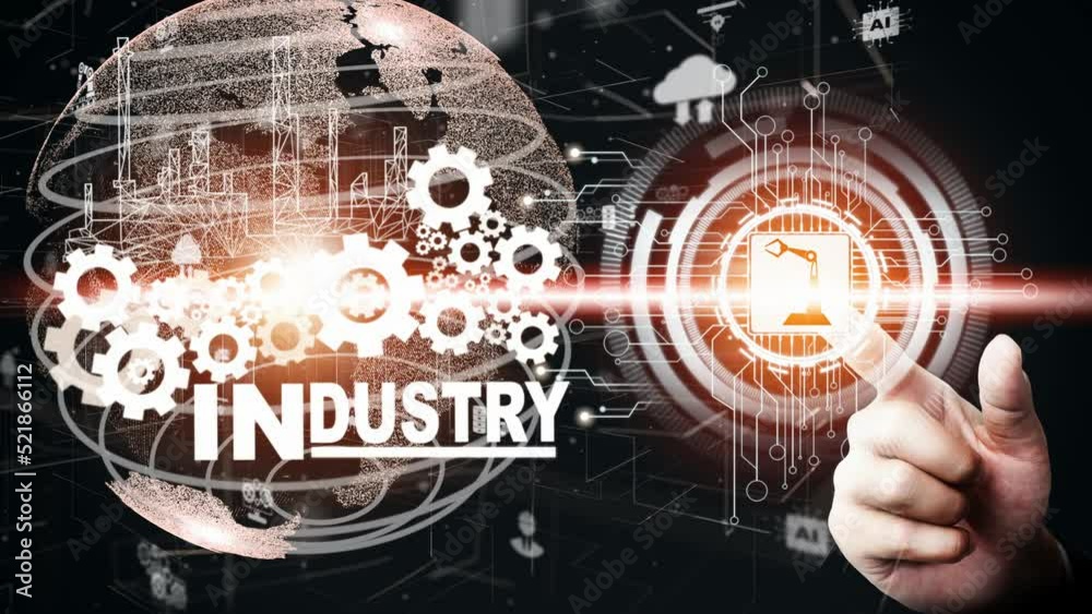 Futuristic industry 4.0 and inventive mechanized engineering concept ...