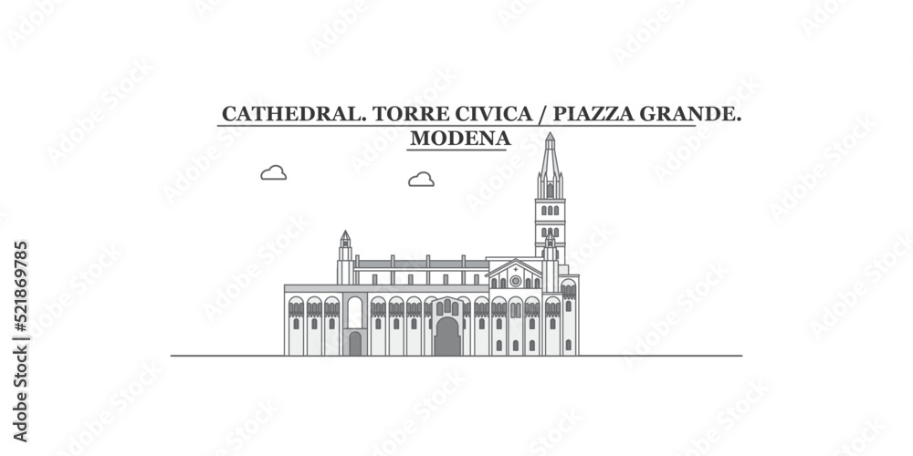 Italy, Modena city skyline isolated vector illustration, icons Stock ...