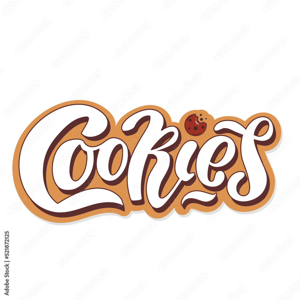 Cookies,logo white handwritten letters digital vector illustration of ...