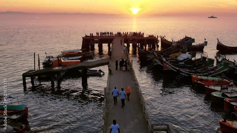 Aerial view of the St. Martin's Island, locally known as Narikel ...