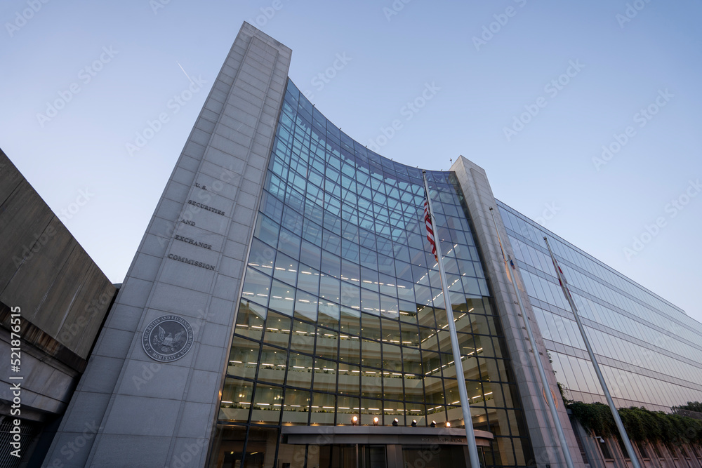 Washington, DC, USA - June 24, 2022: Front view of the U.S. Securities ...