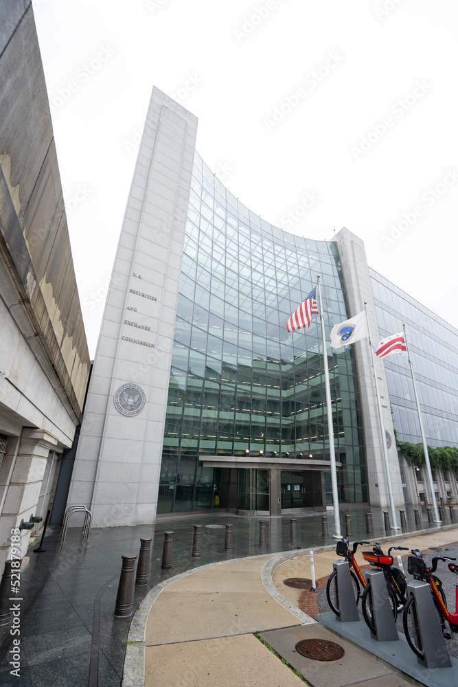 Washington, DC, USA - June 23, 2022: Front view of the U.S. Securities ...