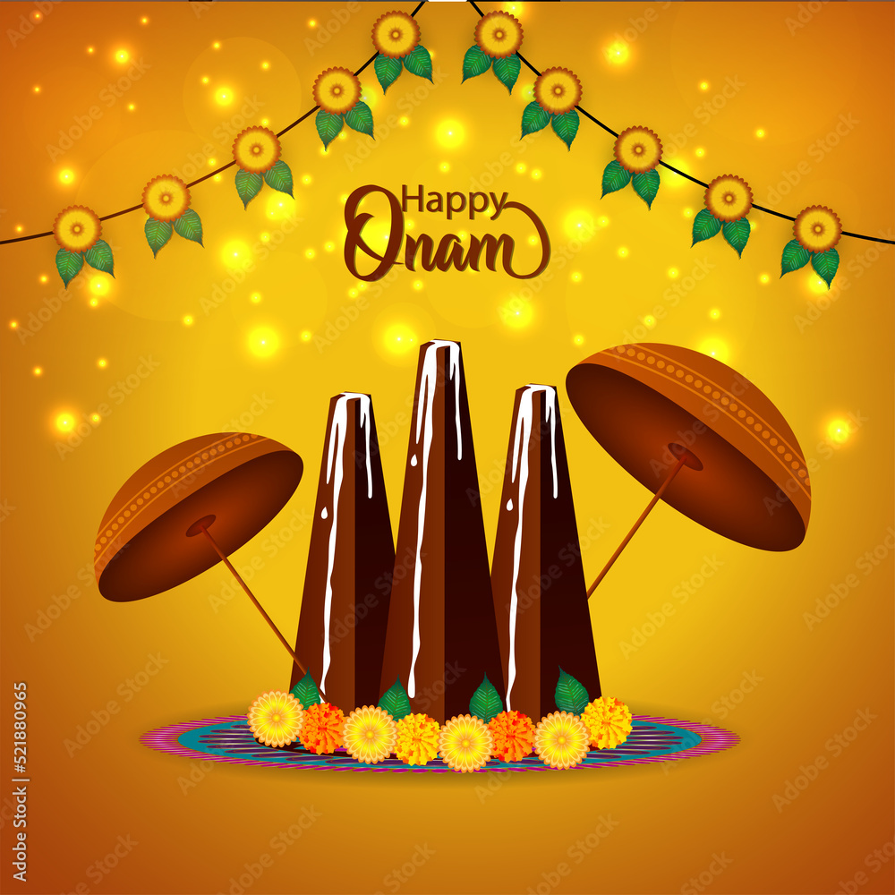 Happy onam kerala festival celebration background Stock Vector | Adobe ...